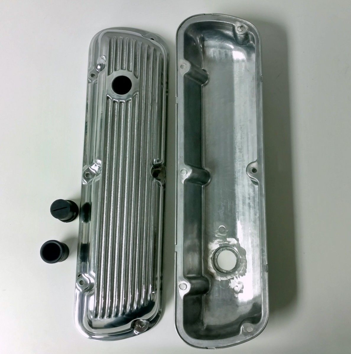 1964-Up SB Ford V8 289 302 351W Polished Aluminum Short Finned Valve ...