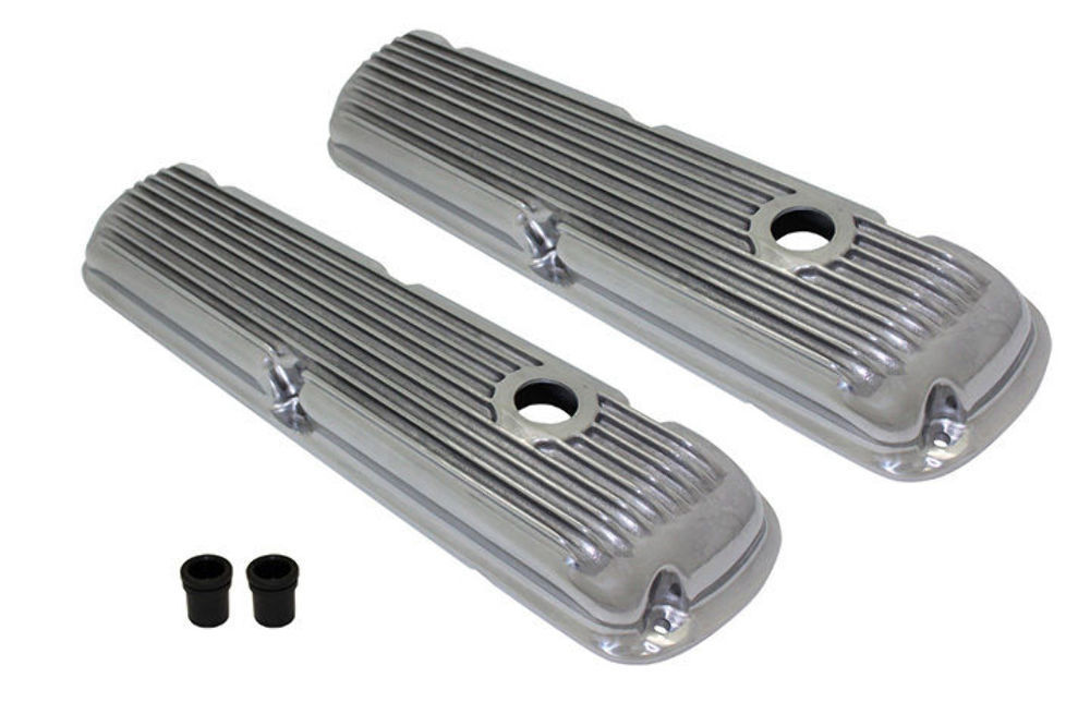 1964-Up SB Ford V8 289 302 351W Polished Aluminum Short Finned Valve ...