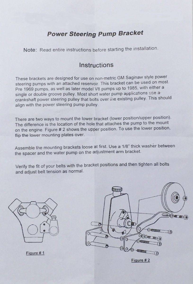 Black Saginaw Power Steering Pump Mounting Bracket Chevy GM SBC V8 ...