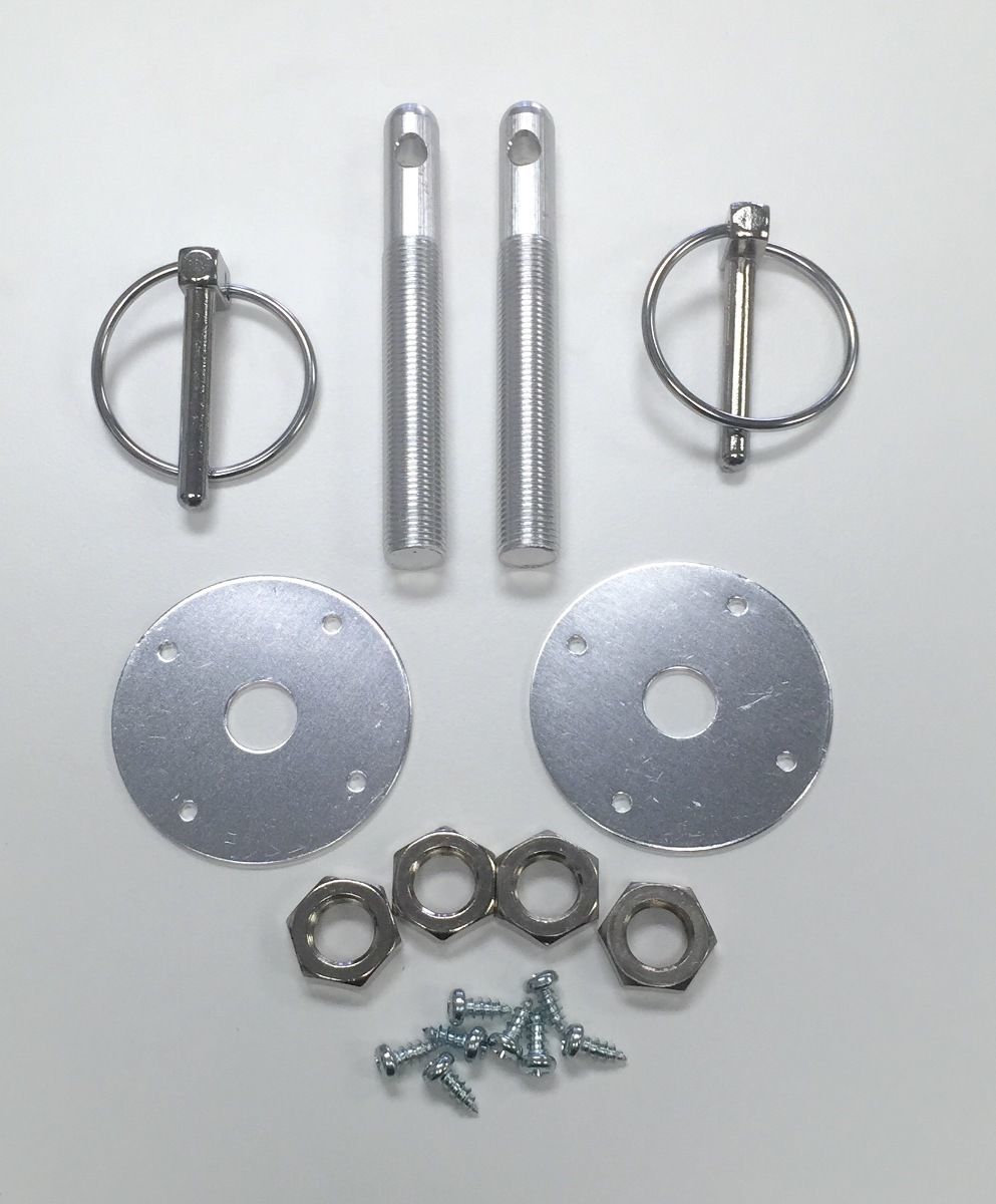 Muscle Car Silver Aluminum 3/16" Flip-Over Style Hood Pin Set 1/2 ...