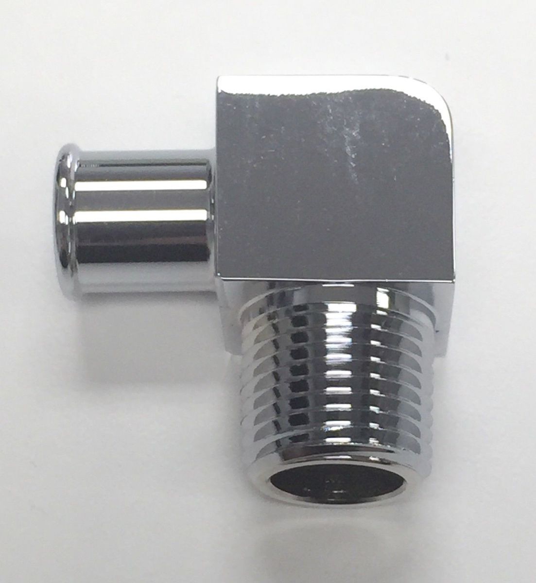 Hot Rod Chrome Aluminum 90 Deg Heater Hose Fitting 5 8 Hose X 1 2 NPT