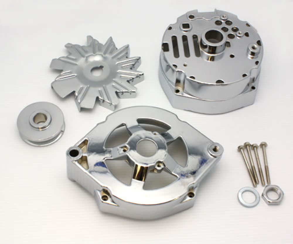 Chrome Steel Alternator Housing Kit 1973-85 GM Cars & Trucks Street Rod ...