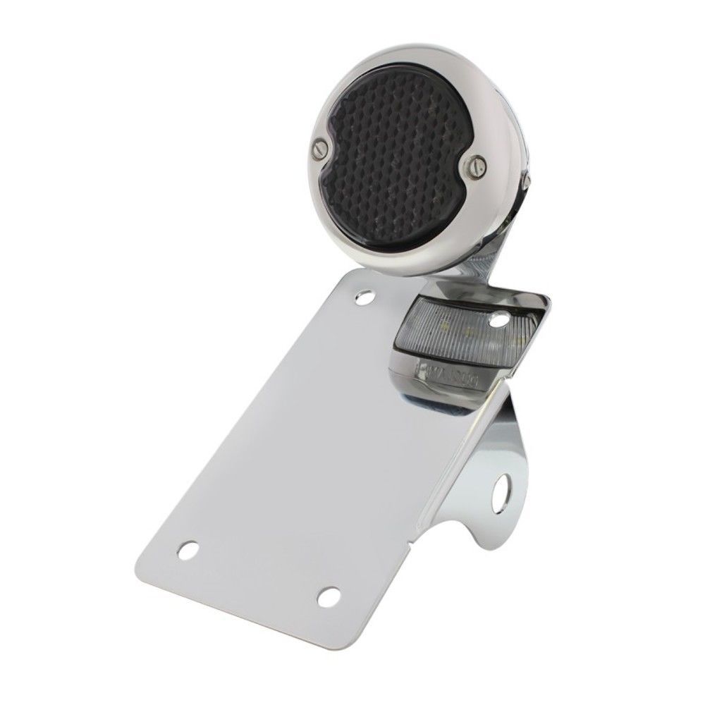 LED Bobber Style Vertical Tail Light w/ Smoke Lens and LED License ...