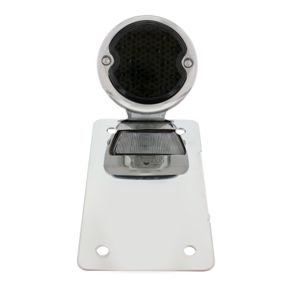 LED Bobber Style Vertical Tail Light w/ Smoke Lens and LED License ...
