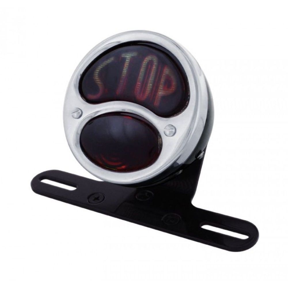 Black Bobber Chopper STOP DUO Lamp Tail Light W/Bracket - Hot Rat ...