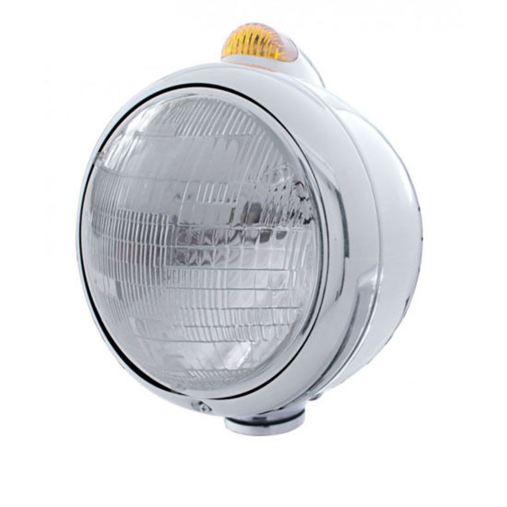 UPI 32390 Stainless "GUIDE" Headlight - 6014 Bulb w/ 2 Function Amber ...