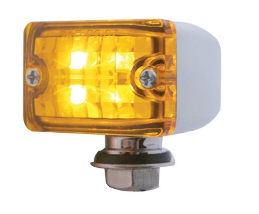 DISCONTINUED 4 Amber LED Small Rectangular Chrome Rod Light w/ Clear ...