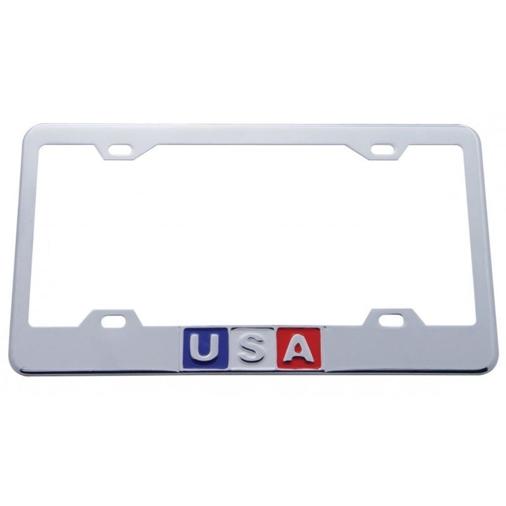 Chrome USA License Plate Frame with 4 Hole Mount | Pirate Mfg