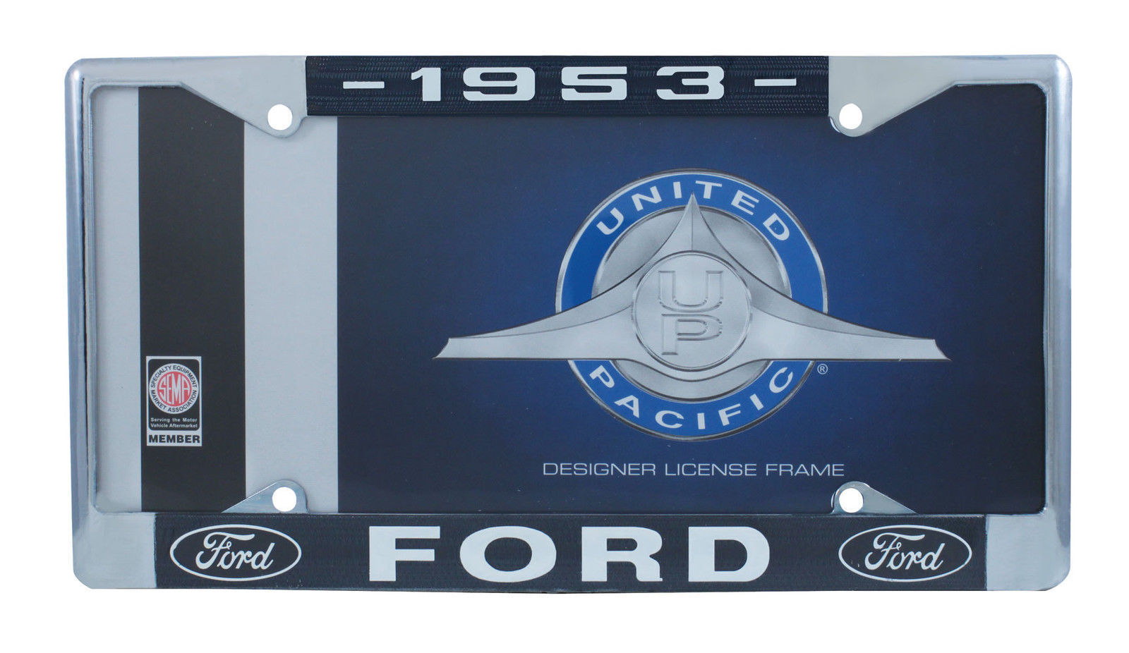 1953 Ford License Plate Frame Chrome Finish with Blue and White Script ...