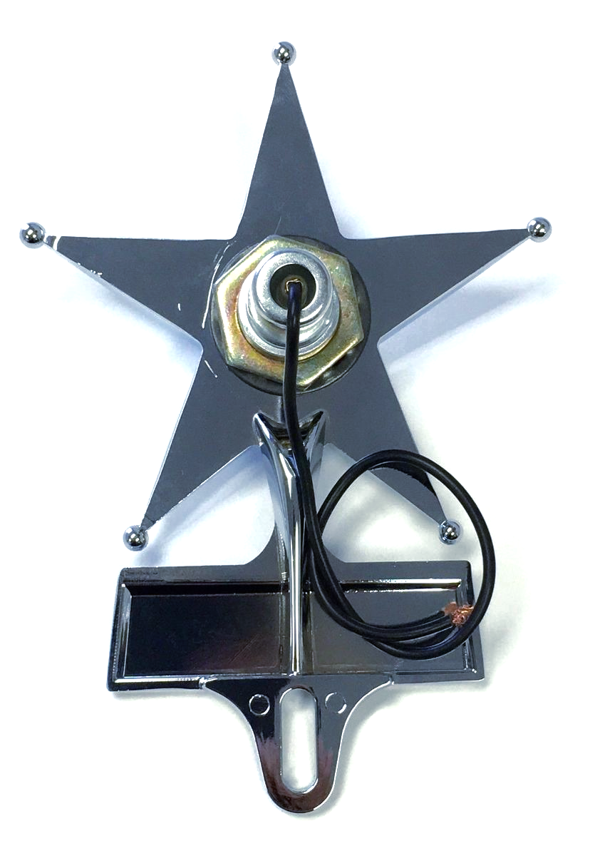Hot Rod Red Jewel Lighted Chrome Safety Star Vintage Style License ...