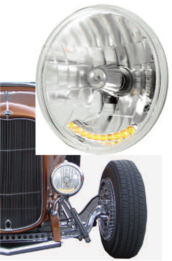7" Crystal Headlight With LED Auxiliary Light, Street Rod, Custom Car ...