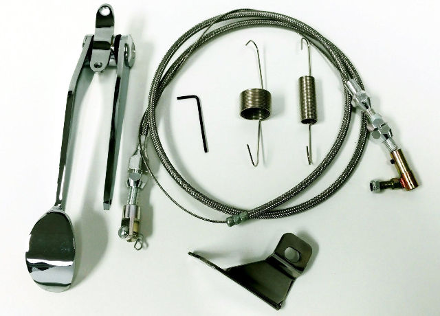 Hot Rod Chrome Steel Spoon Throttle Pedal Kit W/ Braided Cable, Return ...