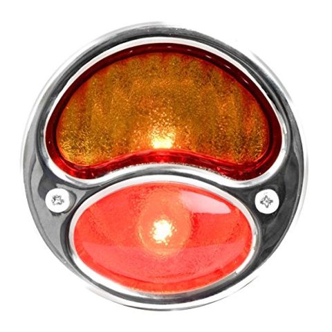 6V Stainless Steel Duolamp Tail Light w/ Amber/Red Glass Lens and ...