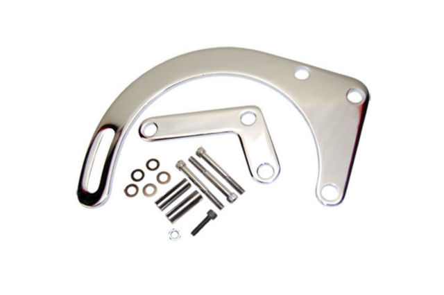 Chrome Steel SWP Drivers side Lower Alternator bracket - Fits Chevy SBC ...