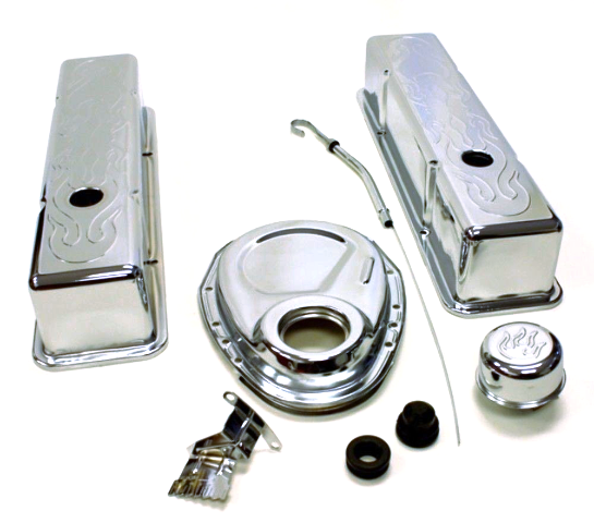 SBC CHEVY SMALL BLOCK ENGINE DRESS UP KIT TALL 283-350 SBC FLAME ...
