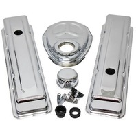 SB Chevy SBC Chrome Short Valve Cover Engine Dress Kit - 1955-93 265 ...