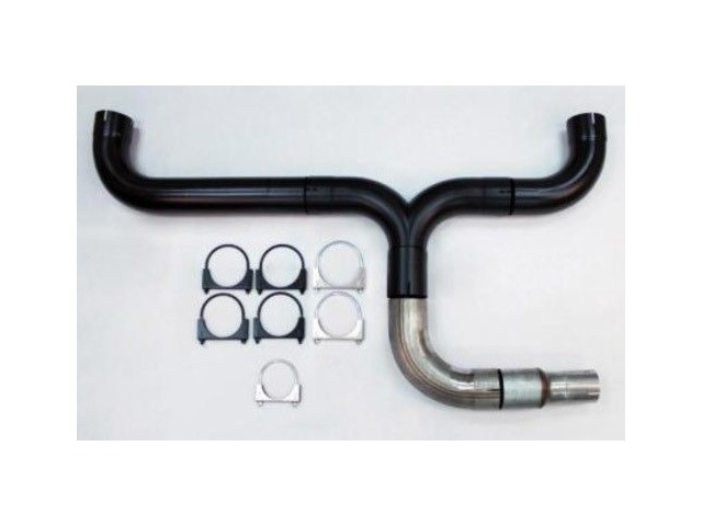 4" Diesel Exhaust Dual Stack Pipe Kit - 409 Stainless Steel- Black ...
