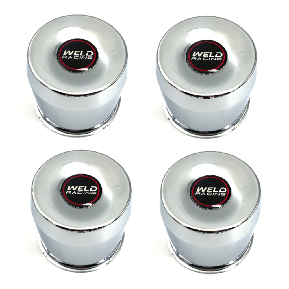 x4 8 Lug Steel Wheel Push Thru Cap Chromed Steel w/ Weld Racing Logo ...