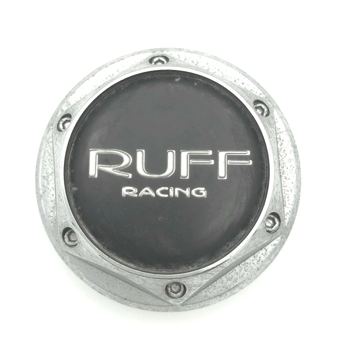 Ruff Racing Wheel Center Hub Cap 2.5" OD Black and Chrome Snap In MK ...