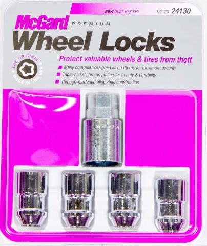 McGard Wheel Lock 1/2-20 Thread Cone Closed End Key Chrome Set of 4 ...